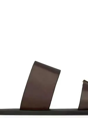Saint Laurent Babylone Leather Sandals - Brown