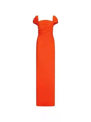 Oscar De La Renta Draped Detailed Gown - Orange