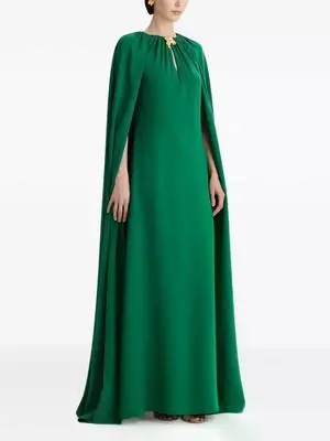 Oscar De La Renta Cyclamen Detail Maxi Dress - Green