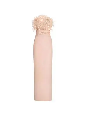 Oscar De La Renta Point D'esprit Feather-embroidered Midi Dress - Pink