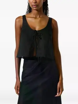 Karl Lagerfeld Tie-front Sleeveless Top - Black