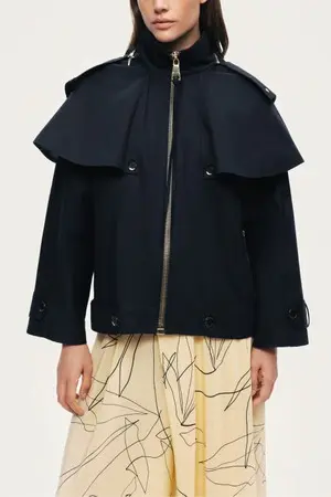 NOCTURNE Hooded Short Trench Jacket