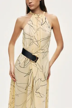 NOCTURNE Printed Halter Midi Dress - Multi-colored