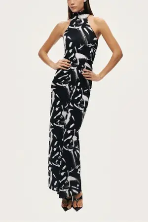 NOCTURNE Printed Halter Maxi Dress - Multi-colored