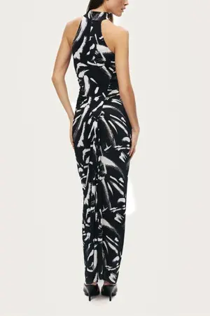 NOCTURNE Printed Halter Maxi Dress - Multi-colored