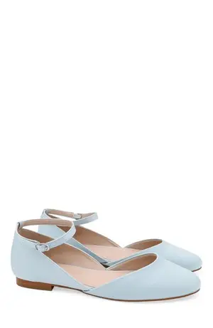 KAILEE P Gloria Satin Round Toe Flat - Light Blue