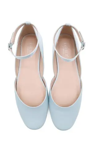 KAILEE P Gloria Satin Round Toe Flat - Light Blue