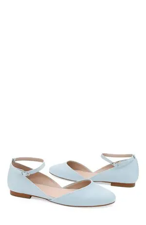 KAILEE P Gloria Satin Round Toe Flat - Light Blue