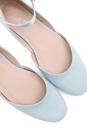 KAILEE P Gloria Satin Round Toe Flat - Light Blue