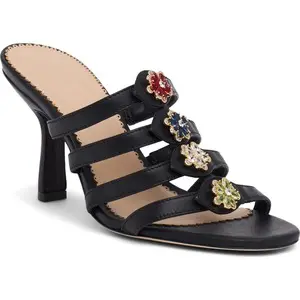 Cinq À Sept Emmy Crystal Flower Strappy Sandal - Black
