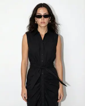 The Shirt By Rochelle Behrens Sleeveless Wrap Front Shirtdress - Black