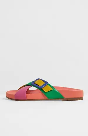 Charlotte Stone Sylas Mismatch Crossover Slide Sandal - Solimar