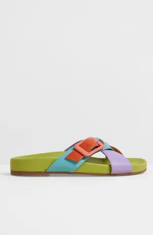 Charlotte Stone Sylas Mismatch Crossover Slide Sandal - Solimar