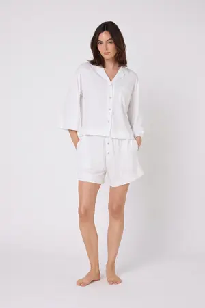 THE CAT'S PAJAMAS Mariposa Long Sleeve Short Set - Cloud