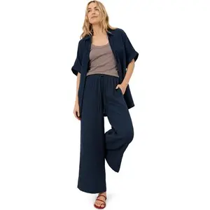 PACT Organic Cotton Coastal Double Gauze Relaxed Shirt - Navy