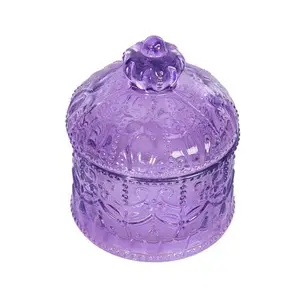GALLERIE II Lavender Decorative Glass Keepsake Container Box 4.33