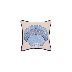 C&F HOME Abstract Oceanic Shell Graphic Print Embellished Throw Pillow, 10" X 10" - Blue