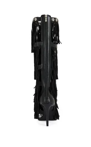 AZALEA WANG Sameya Fringe Stiletto Sandal Boots