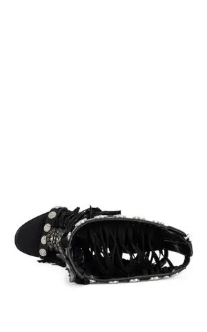AZALEA WANG Sameya Fringe Stiletto Sandal Boots