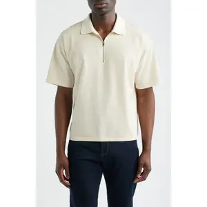 FRAME Half Zip Polo - Light Stone