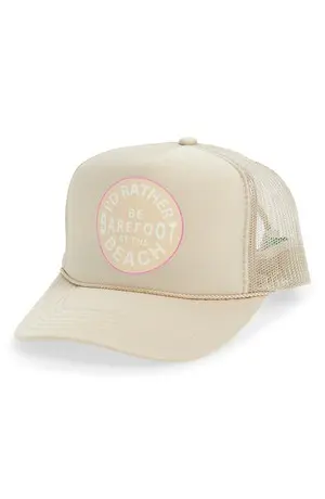 FRIDAY FEELIN’ I'd Rather Be Barefoot At The Beach Trucker Hat - Tan