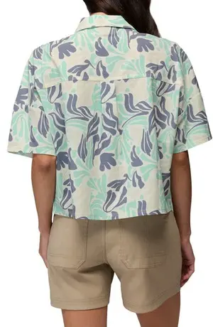 Prana Railay Crop Button-up Shirt - Sea Glass Seaweed
