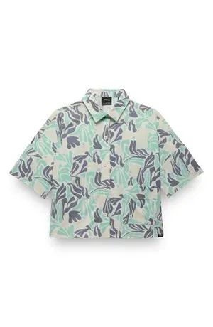 Prana Railay Crop Button-up Shirt - Sea Glass Seaweed