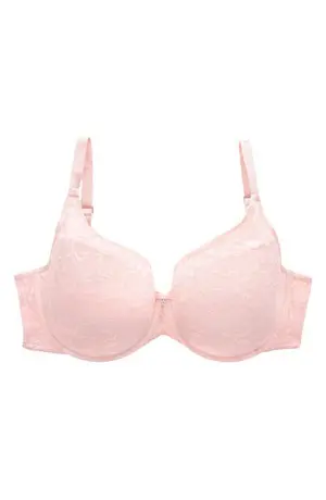 CURVY COUTURE No Show Underwire Lace Plunge T-shirt Bra - Blushing Rose