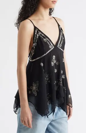 Free People Floral Embellished Top