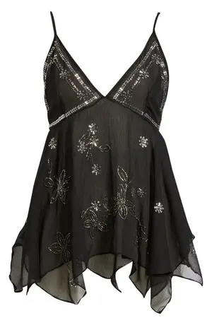 Free People Floral Embellished Top
