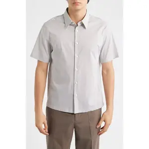 Theory Irving Short Sleeve Stretch Cotton Button-up Shirt - Morel Multi