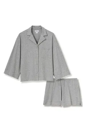 PETITE PLUME Olivia Featherweight Pima Cotton Short Pajamas - Grey