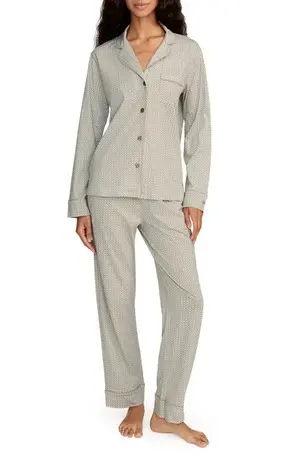 PETITE PLUME Geo Classic Lightweight Pima Cotton Pajamas - Green