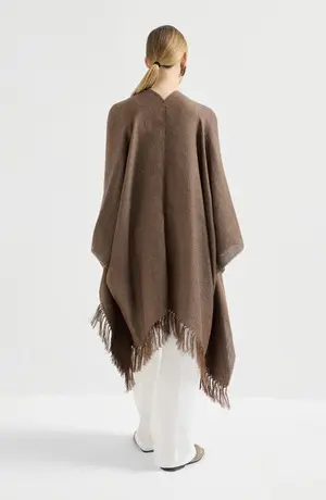 Brunello Cucinelli Linen Cover Poncho - Brown