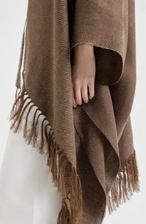 Brunello Cucinelli Linen Cover Poncho - Brown