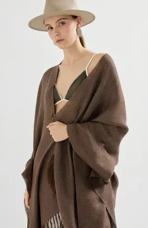 Brunello Cucinelli Linen Cover Poncho - Brown