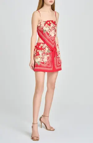 WAYF Scarf Print Mini Skirt