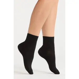 Nordstrom Flat Knit Rib Crew Socks Black