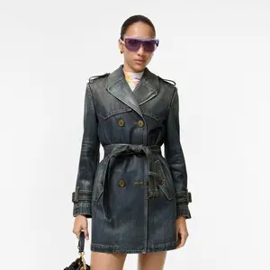 Burberry Short Coated Denim Trench Coat