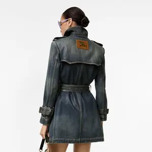 Burberry Short Coated Denim Trench Coat