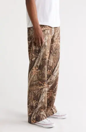 PACSUN Washed Camo Extreme Baggy Fit Fleece Sweatpants