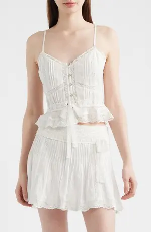 LoveShackFancy Avra Lace Trim Crop Top