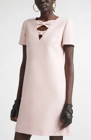 Valentino Garavani Bow Detail Crepe Couture Minidress - Rose