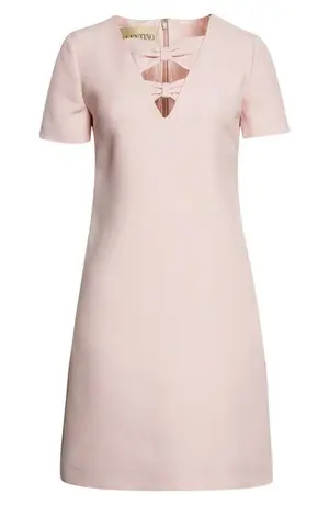 Valentino Garavani Bow Detail Crepe Couture Minidress - Rose