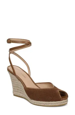 Veronica Beard Pasina Ankle Strap Wedge Sandal - Chestnut
