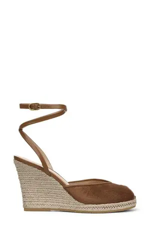 Veronica Beard Pasina Ankle Strap Wedge Sandal - Chestnut