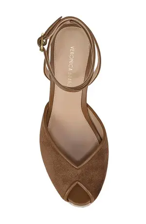 Veronica Beard Pasina Ankle Strap Wedge Sandal - Chestnut
