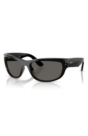 Ray-ban X A$ap Rocky Mega Balorama 63mm Rectangle Sunglasses - Black/dark Grey