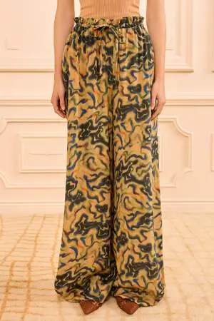 Ulla Johnson Sawyer Silk Pants Printed Wide Leg