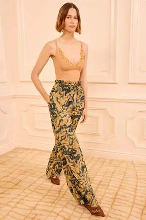 Ulla Johnson Sawyer Silk Pants Printed Wide Leg